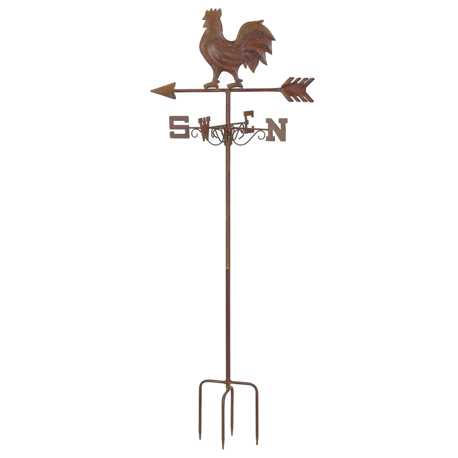 Willow & Silk Metal Rustic Garden Weather Vane Arrow Stake w/Rooster 125cm