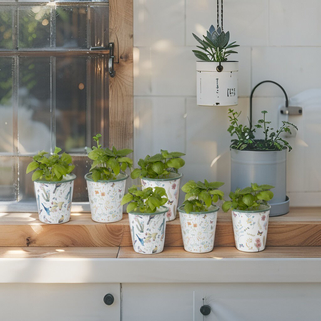 Willow & Silk Spring Set of 6 Birds & Flowers 9cm Planter Pots - Willow ...