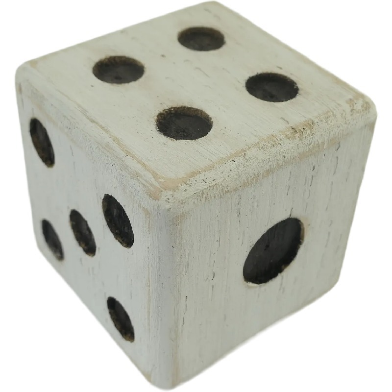 Willow & Silk Wooden 10cm White/Black Square Dice Ornament
