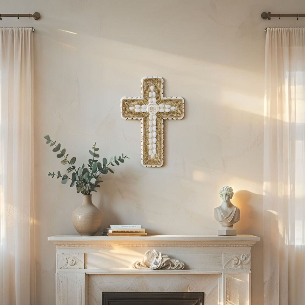 Willow & Silk Handmade 32cm Weave Cross Wall Art Natural - Willow & Silk