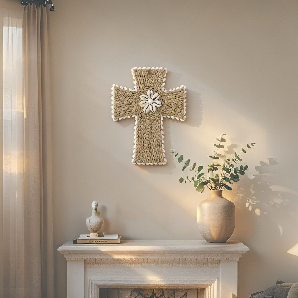 Willow & Silk Handmade 32cm Weave Cross Wall Art Natural - Willow & Silk