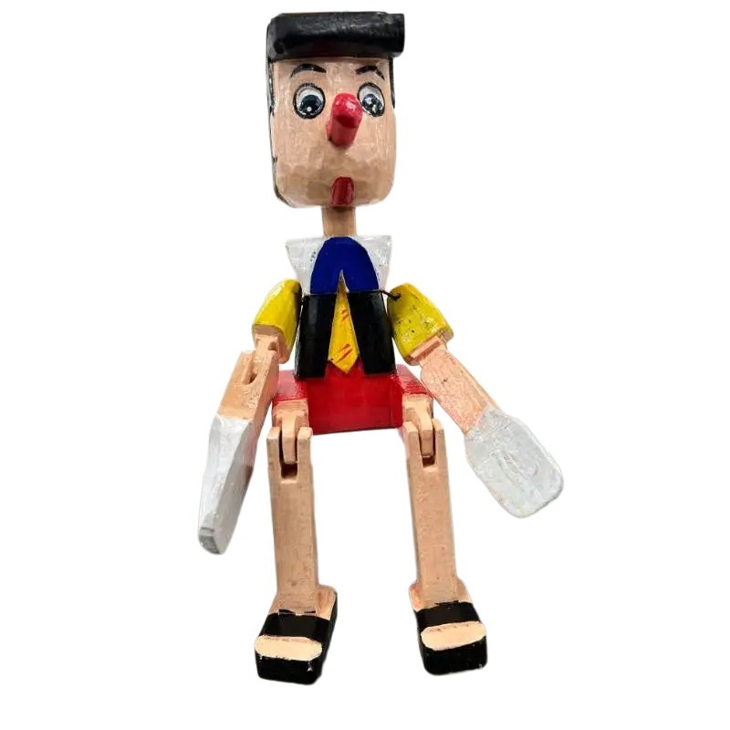 Willow & Silk Wooden 40cm Handmade Sitting Colourful Pinocchio Puppet ...