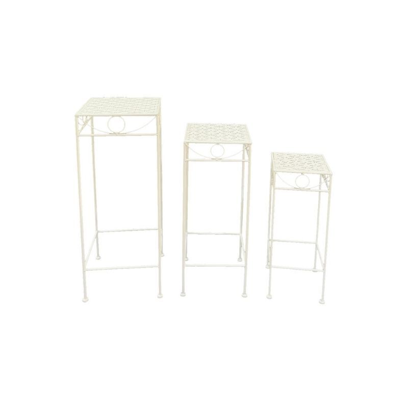 Willow & Silk Set/3 Nested Riviera Square Tables/Potplant Stands 28x70/23x60/18x50cm
