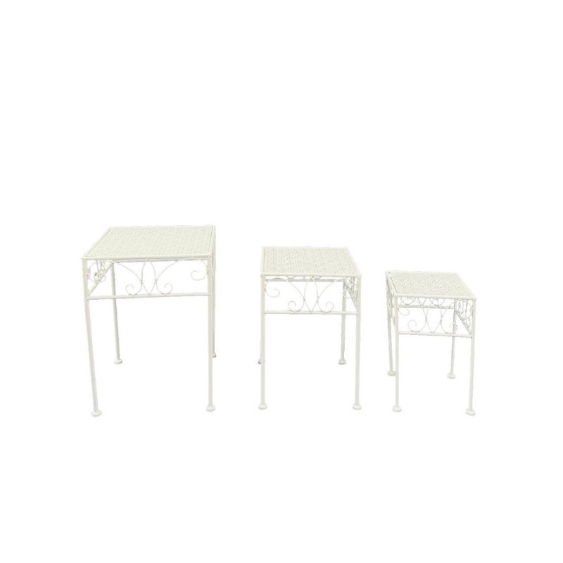 Willow & Silk Set/3 Nested Bordeaux Square Tables/Potplant Stands 28x38/23x33/18x28cm