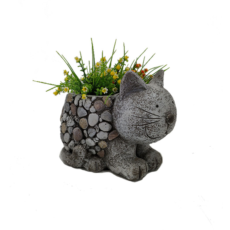 Willow & Silk Magnesium 29cm Kitten Pot/Planter Garden Figurine