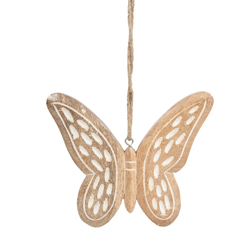 Willow & Silk Handmade 18cm/15cm Set of 2 Hanging Wooden Butterflies