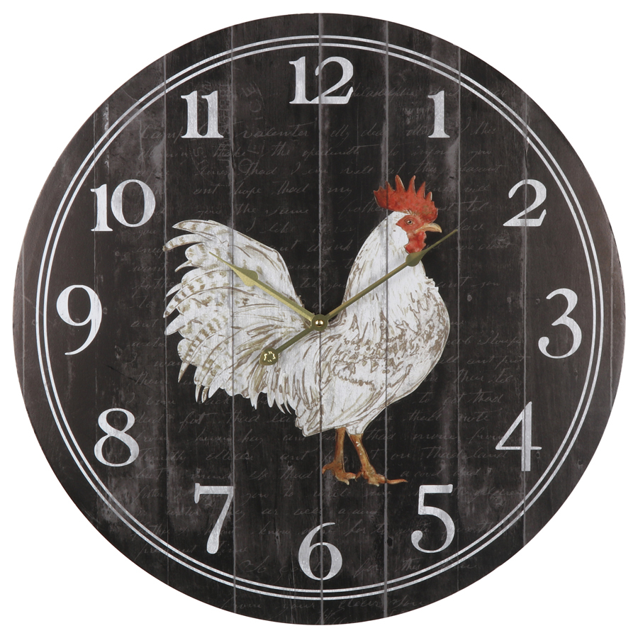 Willow & Silk MDF 60cm Large Round Chook/Rooster Wall Clock