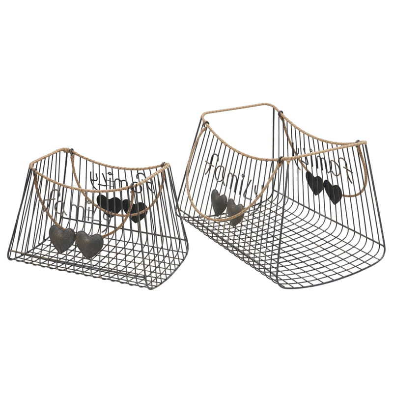 Willow & Silk Nested Metal 39cm/33cm Set of 2 Tropea/Heart Trays w/Handles - Willow & Silk