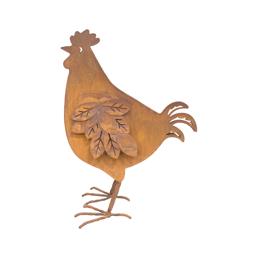 Willow & Silk Metal 35cm Rusty Chook/Rooster Garden Figurine/Statue ...