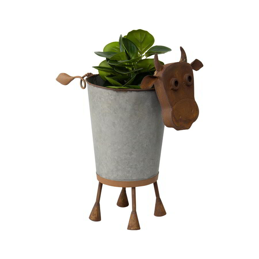 Willow & Silk Cow Pot Planter - Rust