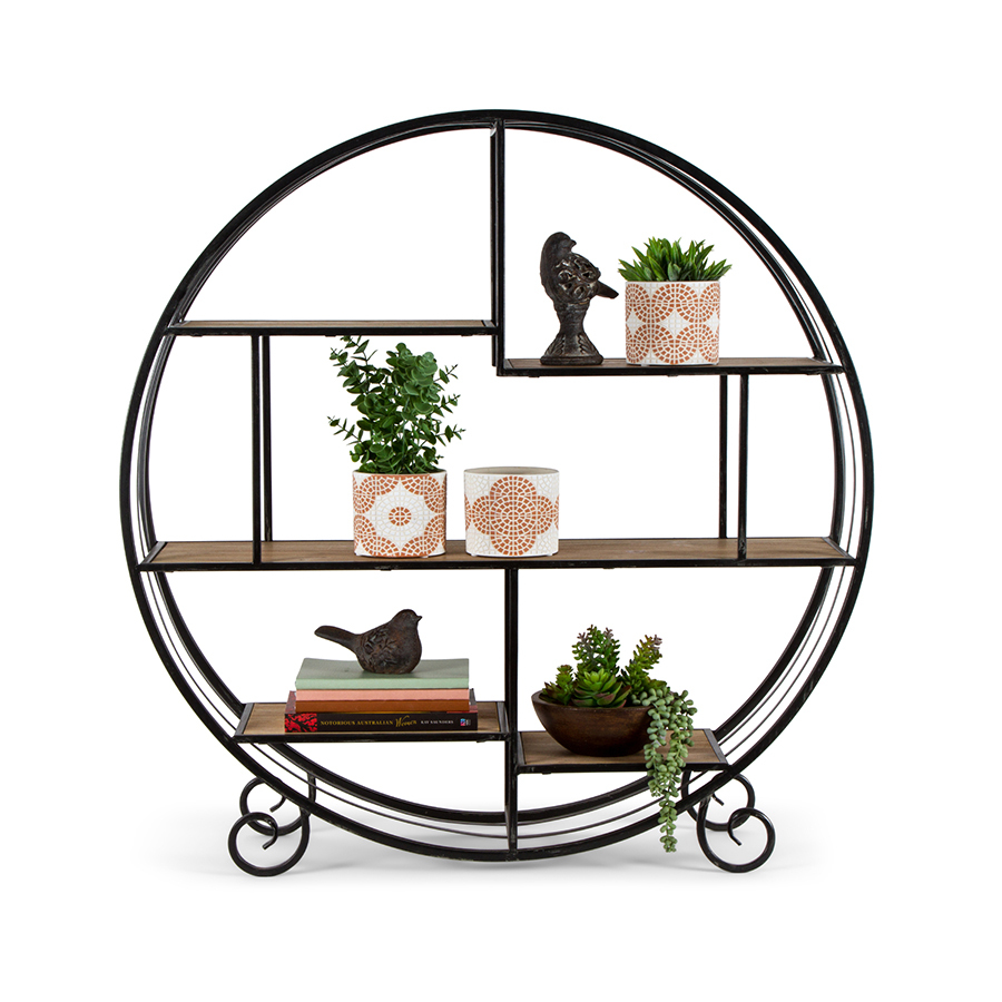 Willow & Silk Metal 90cm Round 5-Shelf Floating Floor Rack/Organiser ...